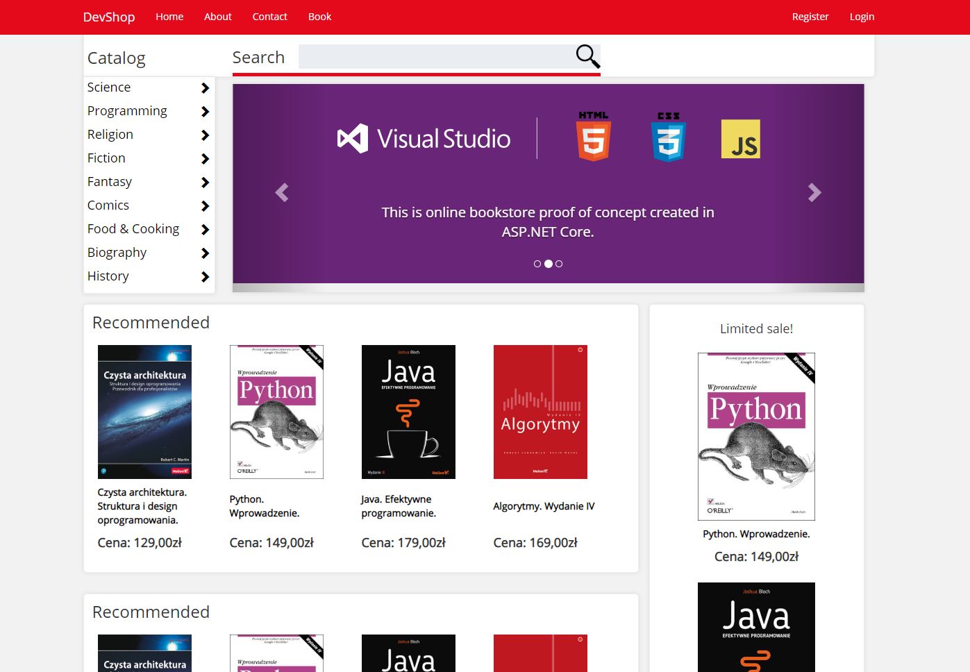 GitHub Haxiorz DevShop Online Bookstore Developed With ASP NET Core Razor Pages With