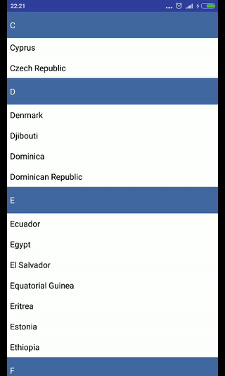 Sticky Header Recyclerview