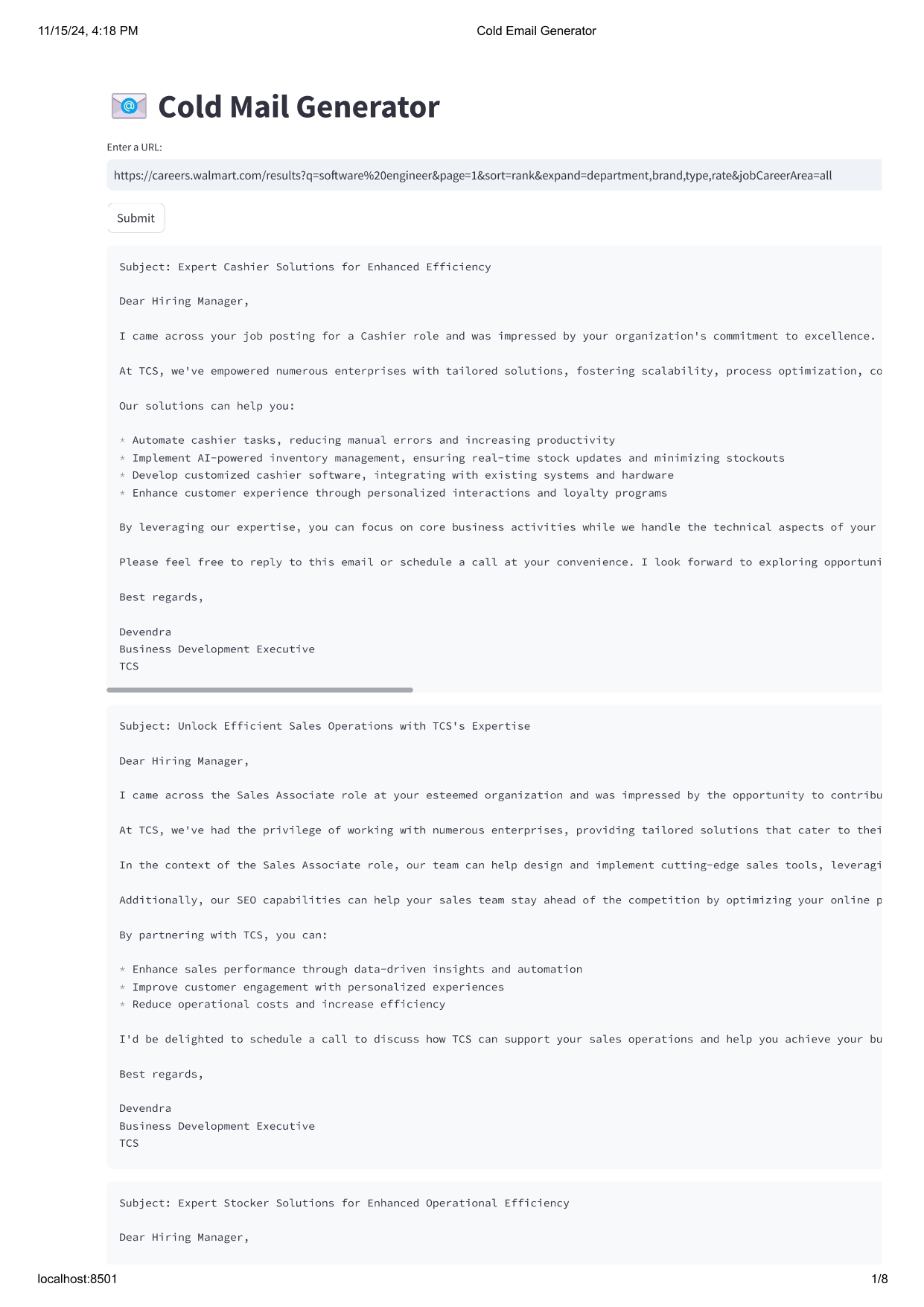 GitHub - DevendraIngle/Cold_Mail_Genrator