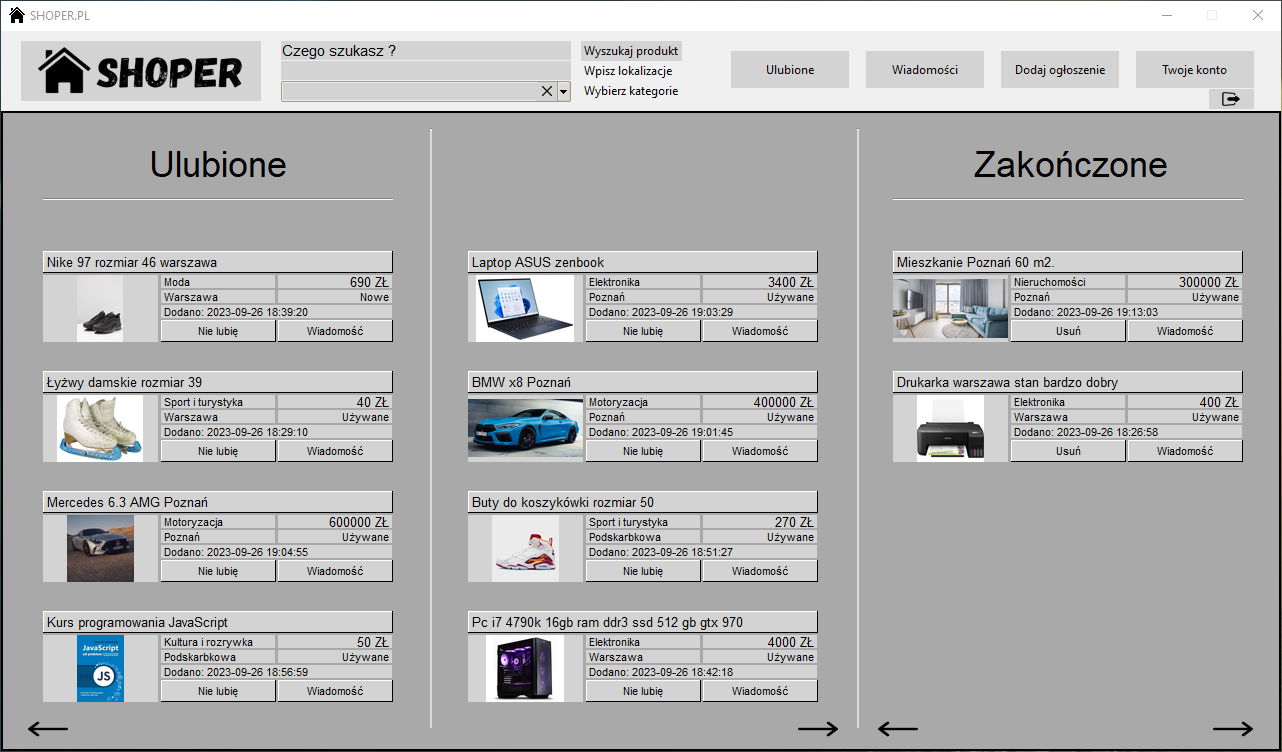 GitHub - Grzegorz96/Shoper-app-frontend: Desktop application for the ...