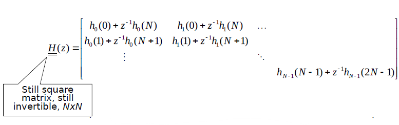\n", " \n", " - The resulting Analysis Polyphase matrix is:\n", " \n",
