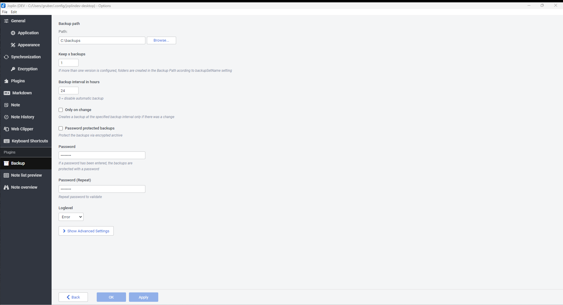 Joplin Plugins Backup Joplin Plugins Backup