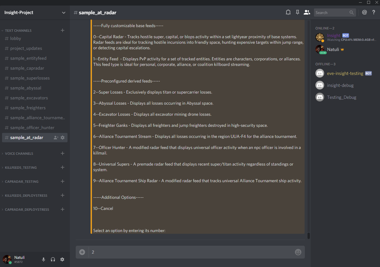 Insight [v1.0.0] - Visual killboard and radar streaming for Discord : r/Eve