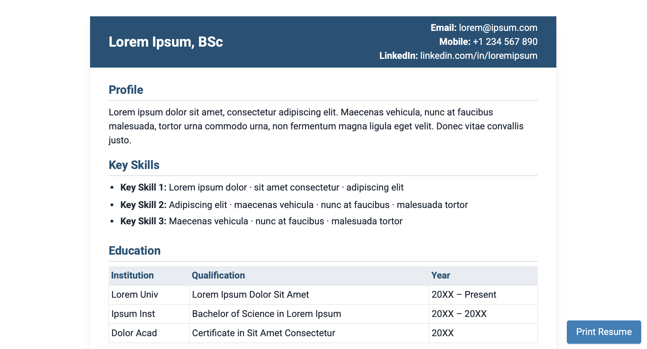 GitHub - SamCullin/resume-md: Resume.md to Print-Ready HTML for email or serve online