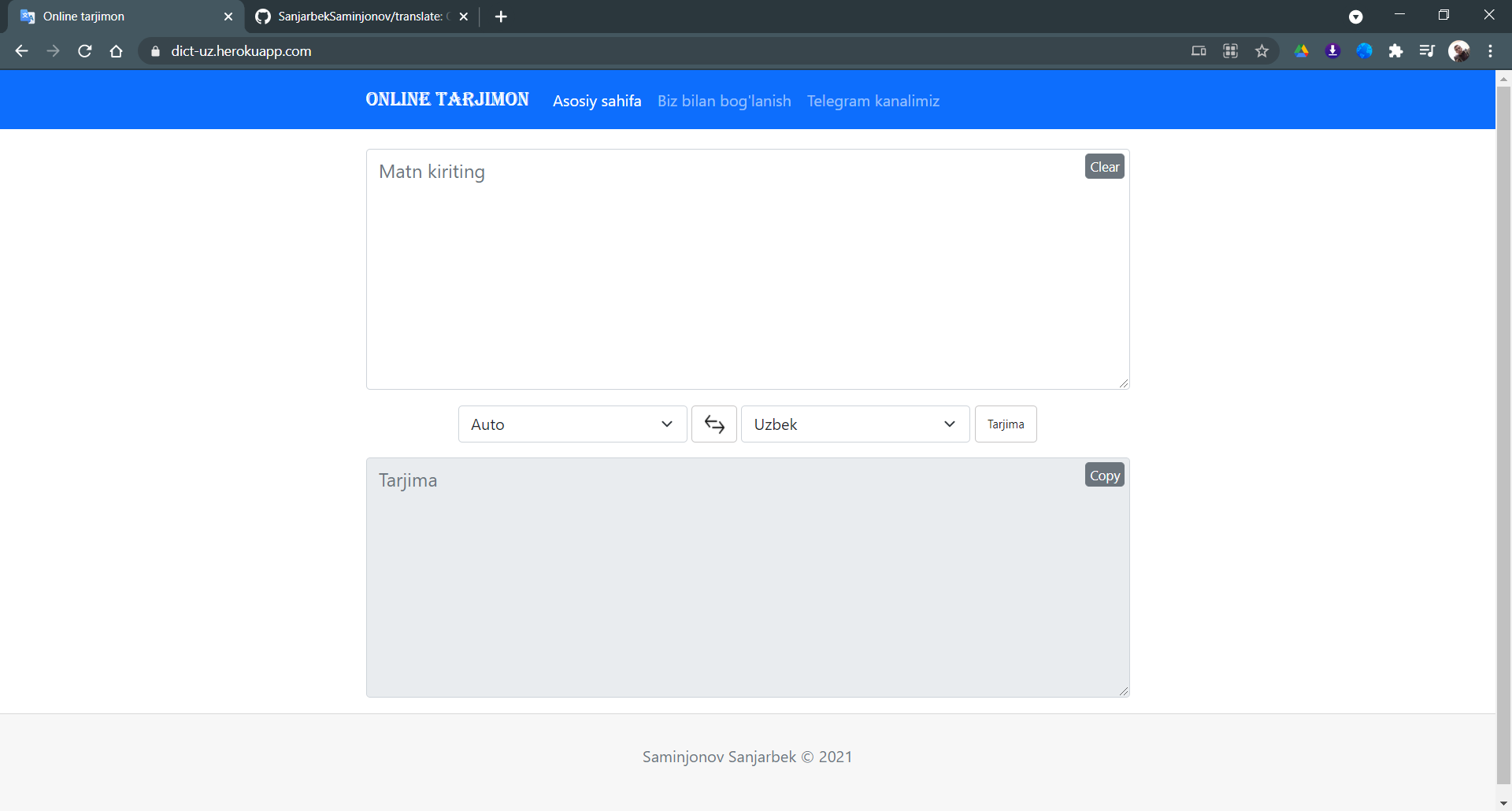 GitHub - SanjarbekSaminjonov/translater-app: Online tarjimon