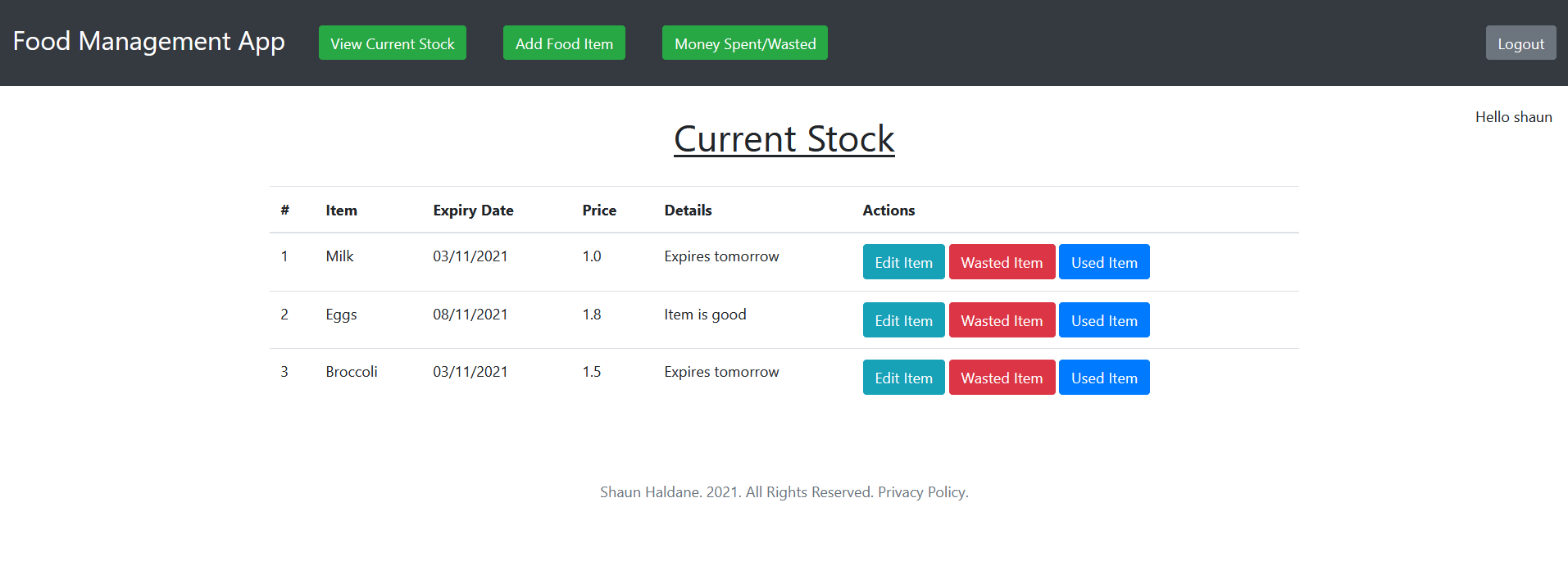 GitHub - ShaunHaldane/food-management-app