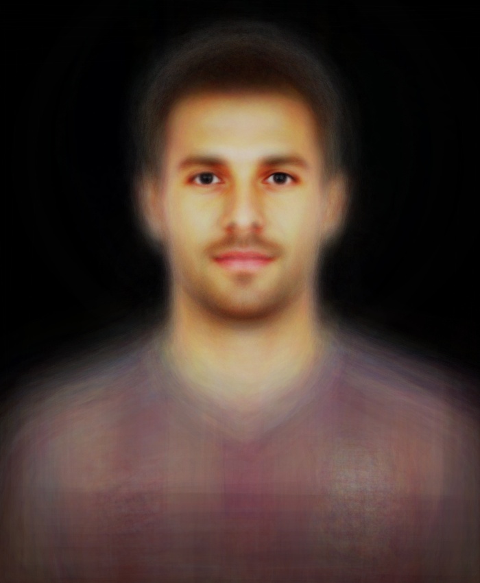 Faces of top 300 football players averaged [OC] : r/dataisbeautiful