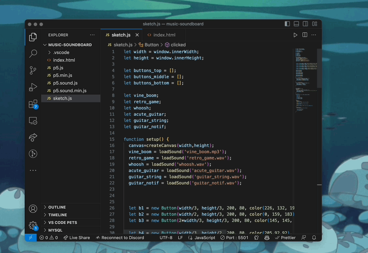sound visualization p5js