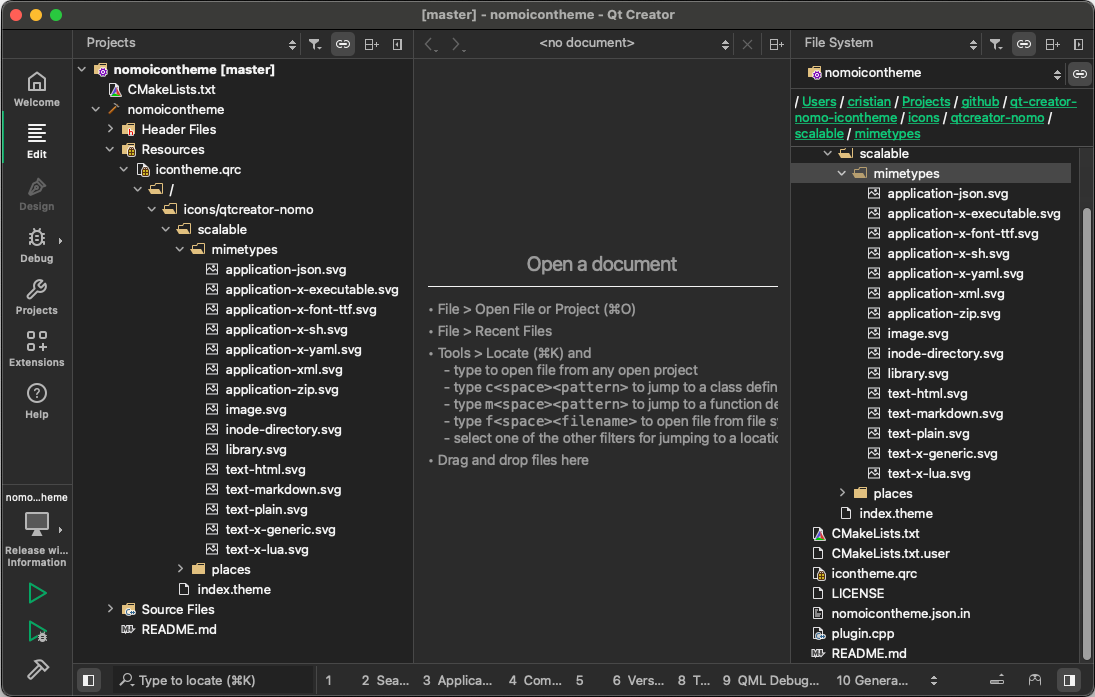 GitHub - cristianadam/qt-creator-nomo-icontheme: Custom icon theme for Qt Creator
