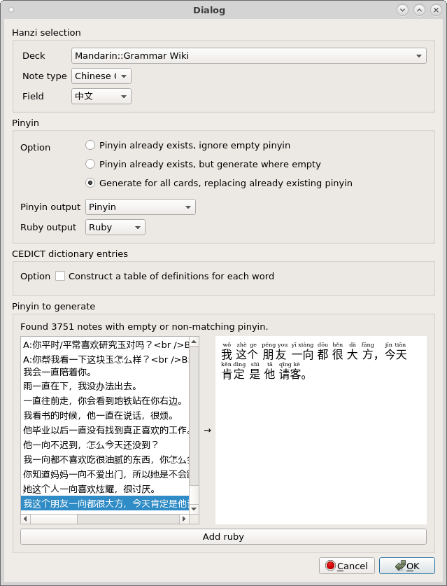 Pinyin on top of Hanzi - AnkiWeb