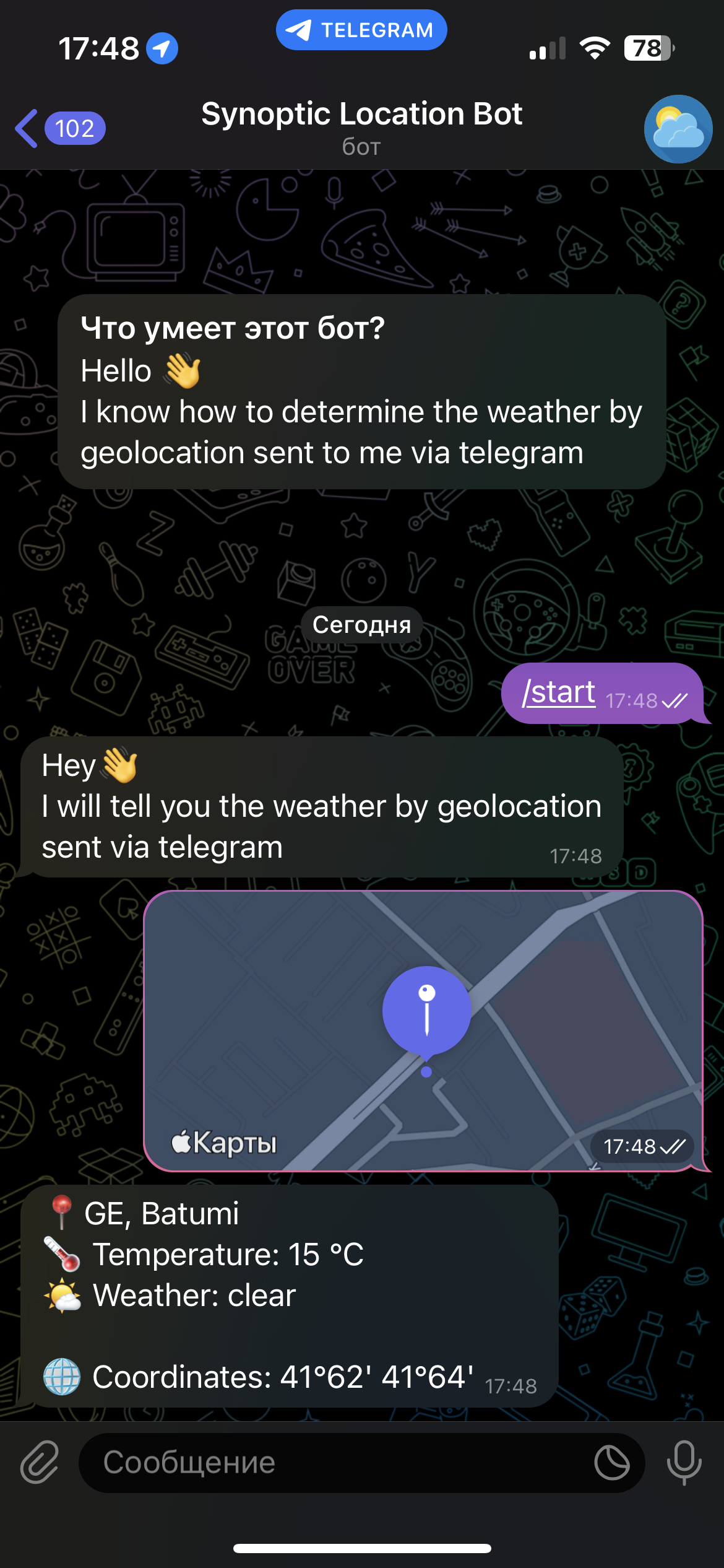 GitHub - fomaaq/Synoptic-Telegram-Bot: This is bot which receives a ...