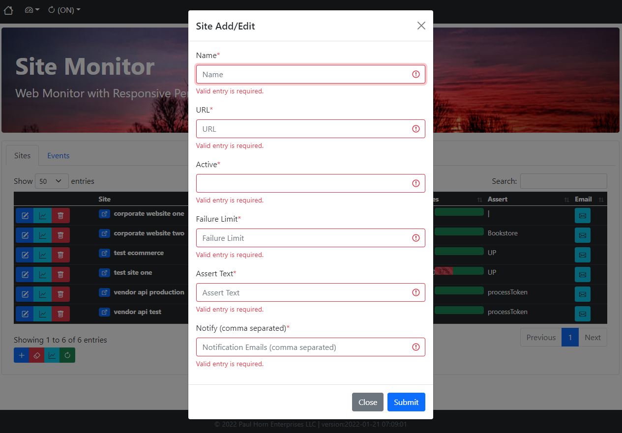 GitHub - paulhornenterprises/sitemonitor: SiteMonitor