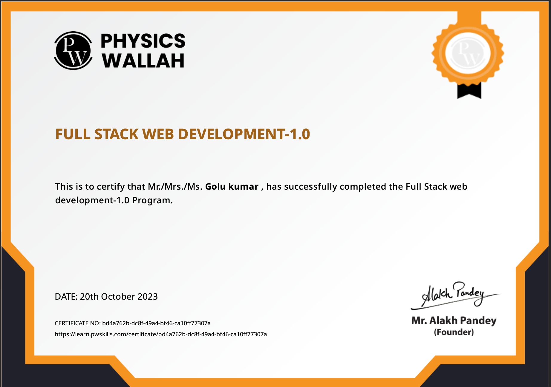 Golu Kumar - Full Stack Developer Portfolio