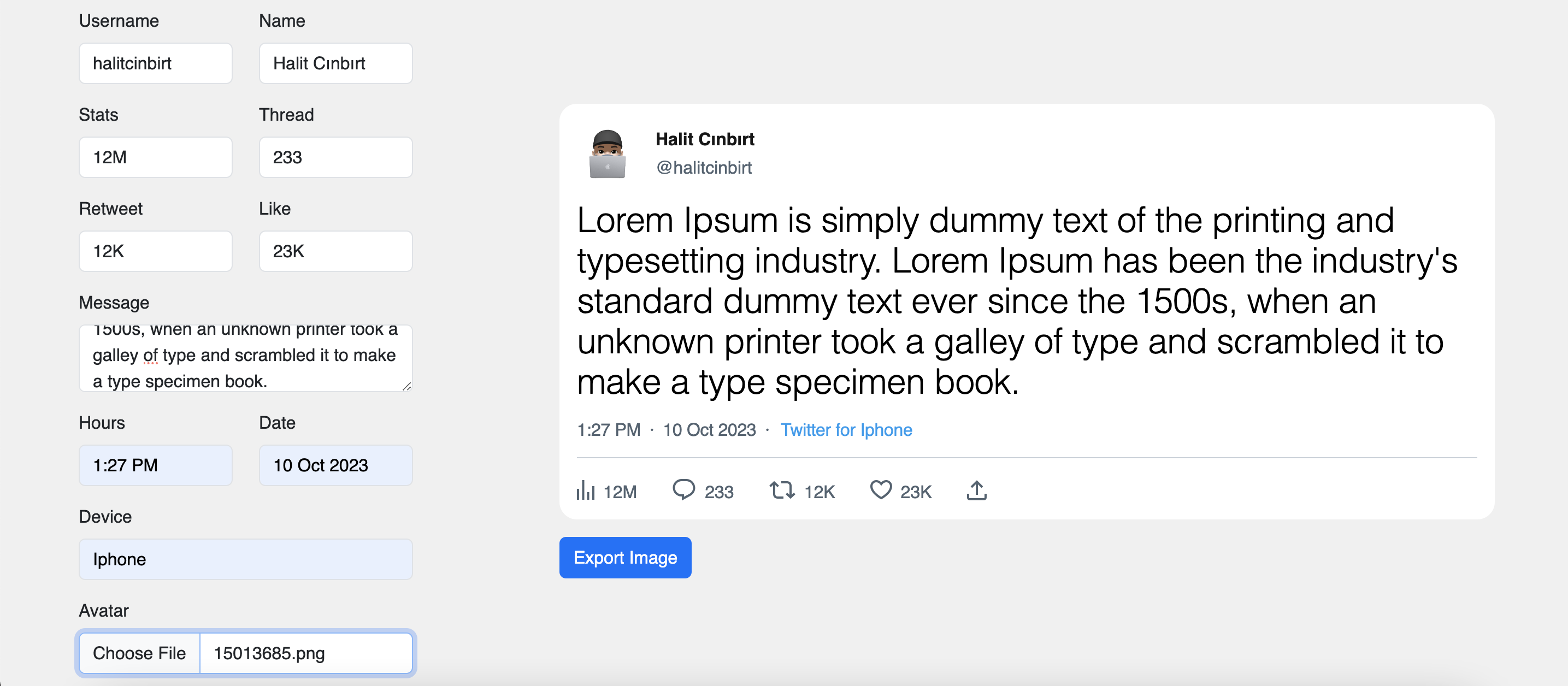 GitHub - halitcinbirt/fake-tweet-generator