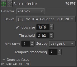 Choose **_Face detector_** and **_Device_**