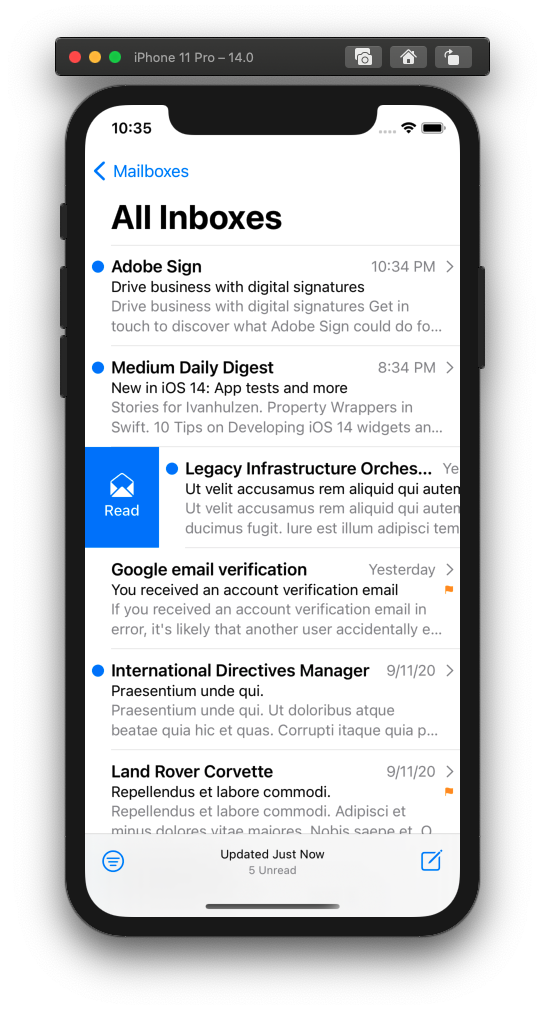 GitHub - ingmarvanhulzen/mailbox: Swift clone from iOS 13 mailbox app