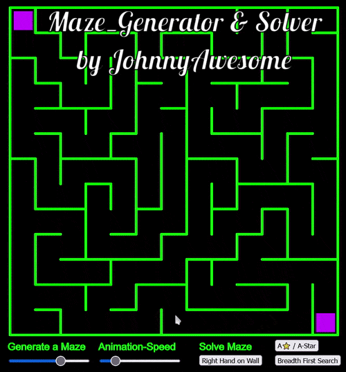 Github Johnnyawesomemazegeneratorsolver Generates And Solves A Maze Using 3 Different