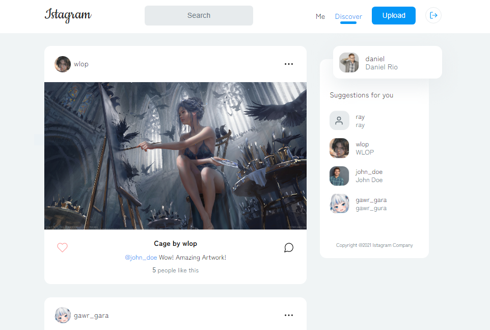 GitHub - khinekyaw/istagram: A simple Instagram Clone made using React JS and Django.