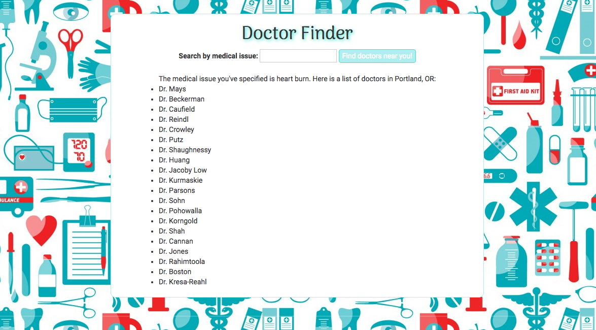 GitHub - kristendynamite/Doctor-Lookup: Using BetterDoctor API, this is ...
