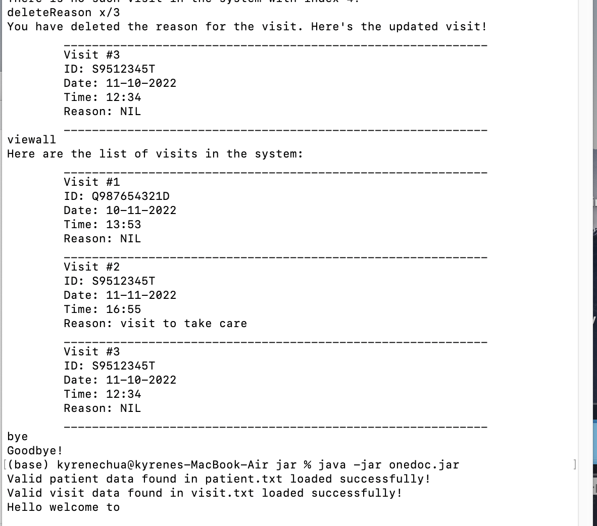 Deleting Reason For Visit Does Not Update The Text File · Issue 8 · Kyrenechuape · Github