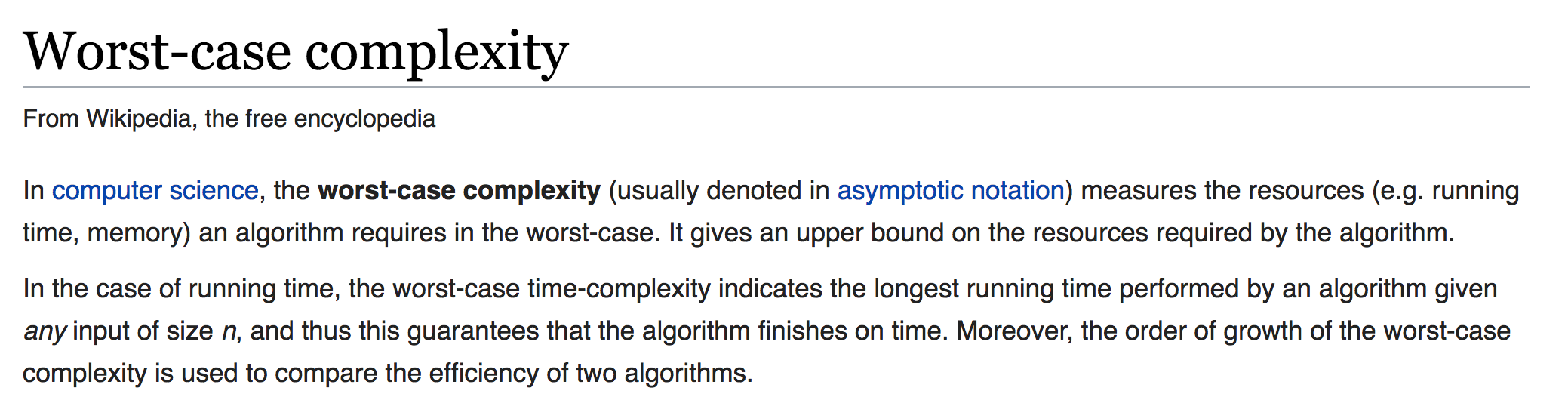 Worst Case Complexity Learn co