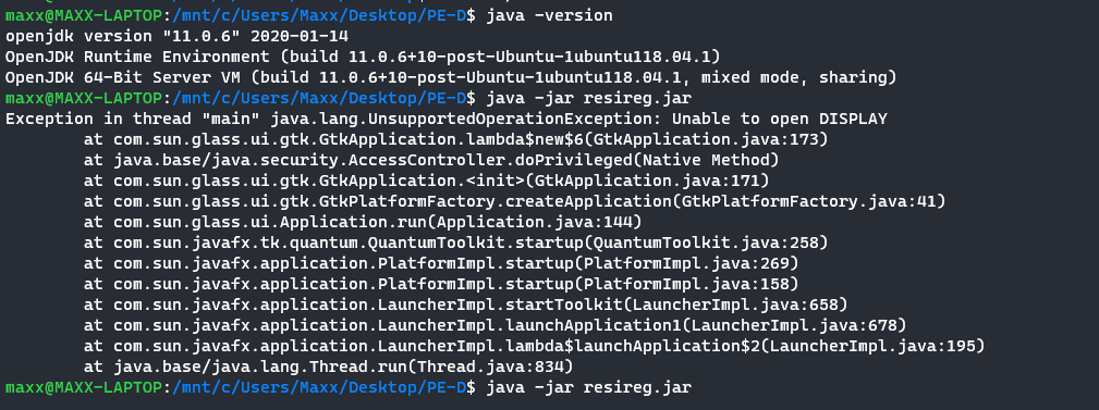 Unable to launch app using java jar command · Issue #1 · maxxyh/ped · GitHub