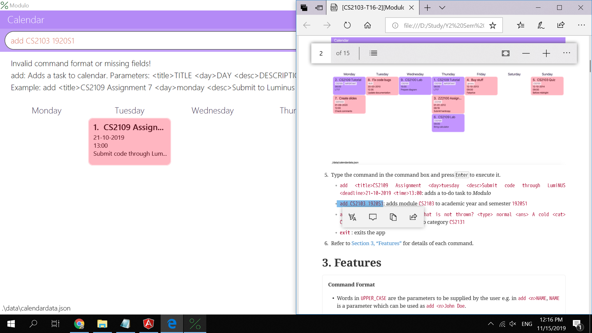 Command "add CS2103 1920S1" does not work as mentioned in UG · Issue #187 · nus-cs2103-AY1920S1 ...