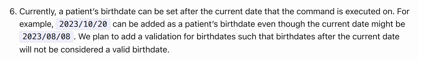 Patient birthdate allows for future dates · Issue #4584 · nus-cs2103 ...