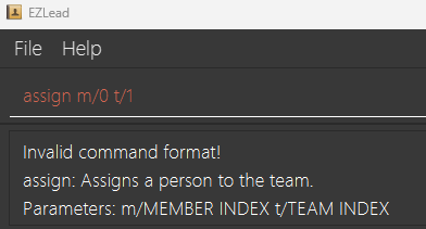 `assign` feature has inconsistent error message displayed on the GUI for erroneous member index ...