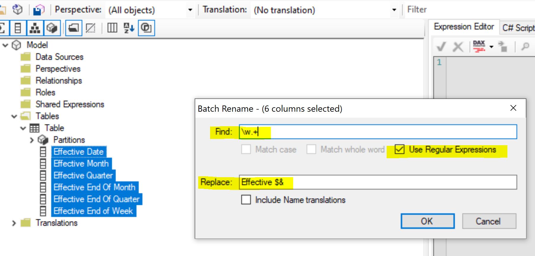 Adding Prefix To Selected Columns In Power BI Using Tabular Editor