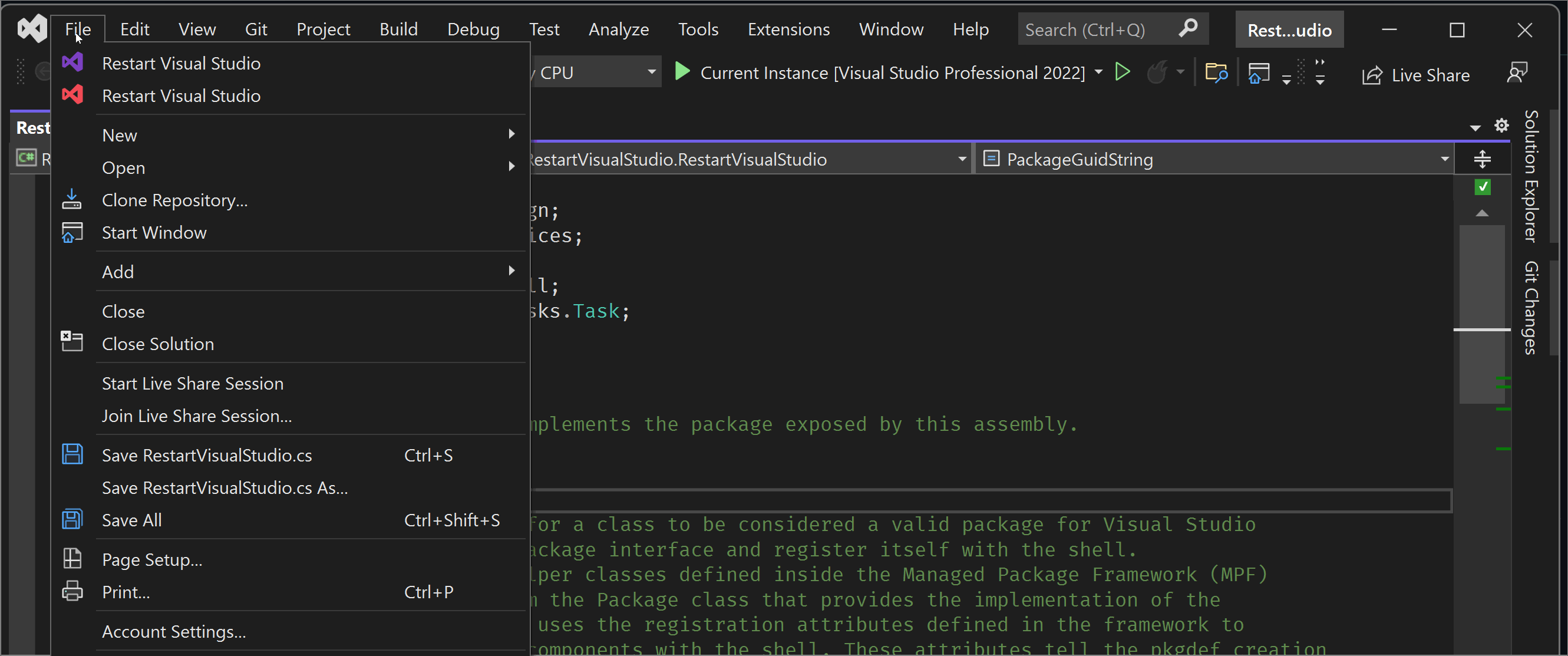 GitHub - pedoc/RestartVisualStudio