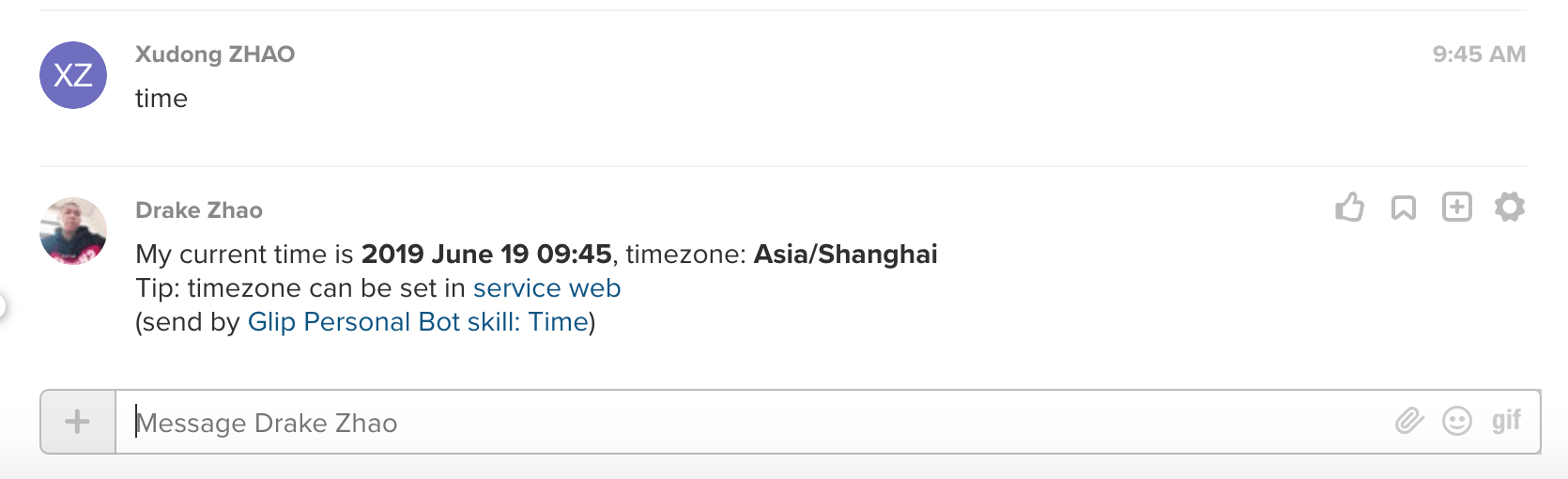 glip-personal-bot-skill-time | Yarn