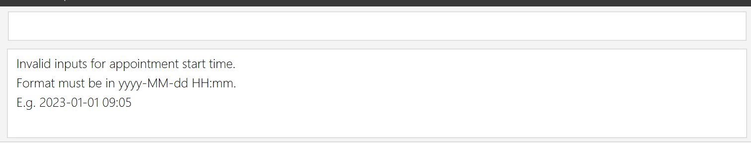Command cleared after inputting invalid appointment start time · Issue #3 · revdrag/ped · GitHub