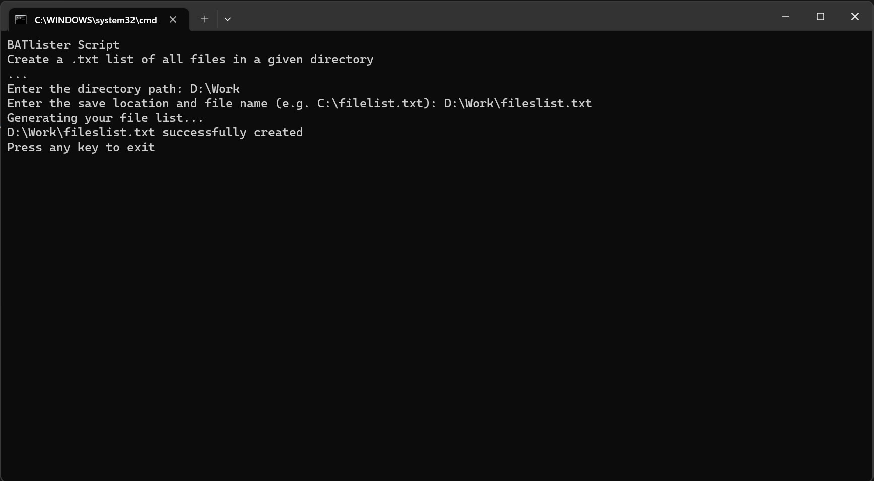 GitHub Sorzkode BATlister Batch Script That Generates A List And
