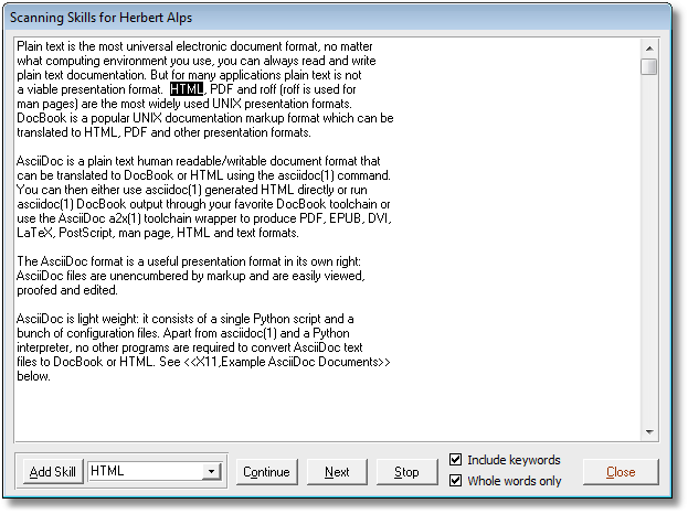 PRS Essential Reference > Skills > Skills Scanner Tool