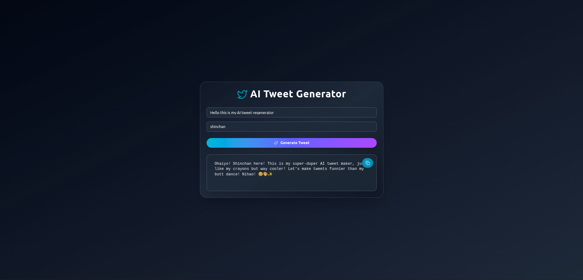 GitHub - vedantjain8/ai-tweet-generator: 🚀 AI Tweet Generator ...