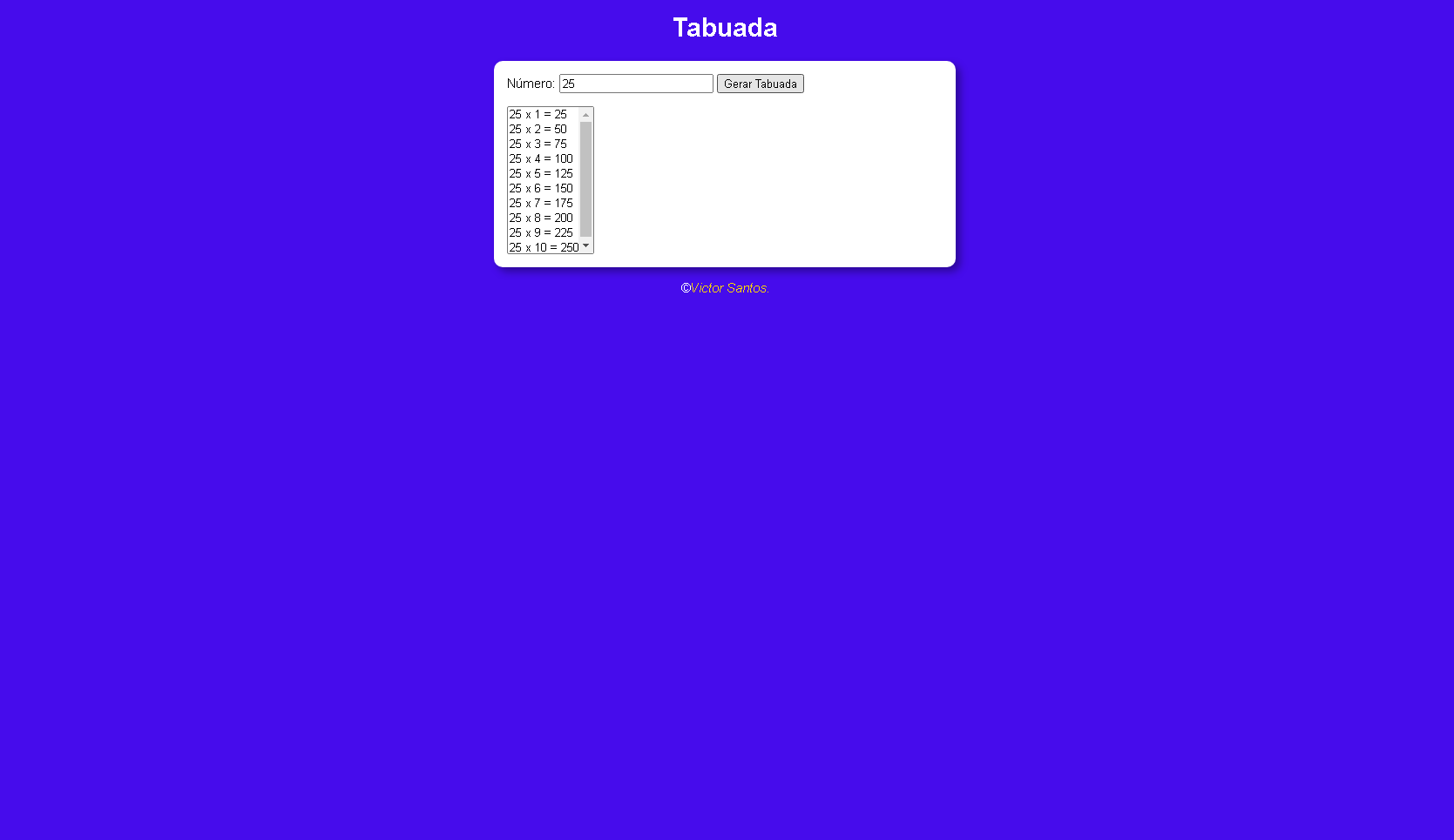 GitHub - victorSmenezes/Tabuada