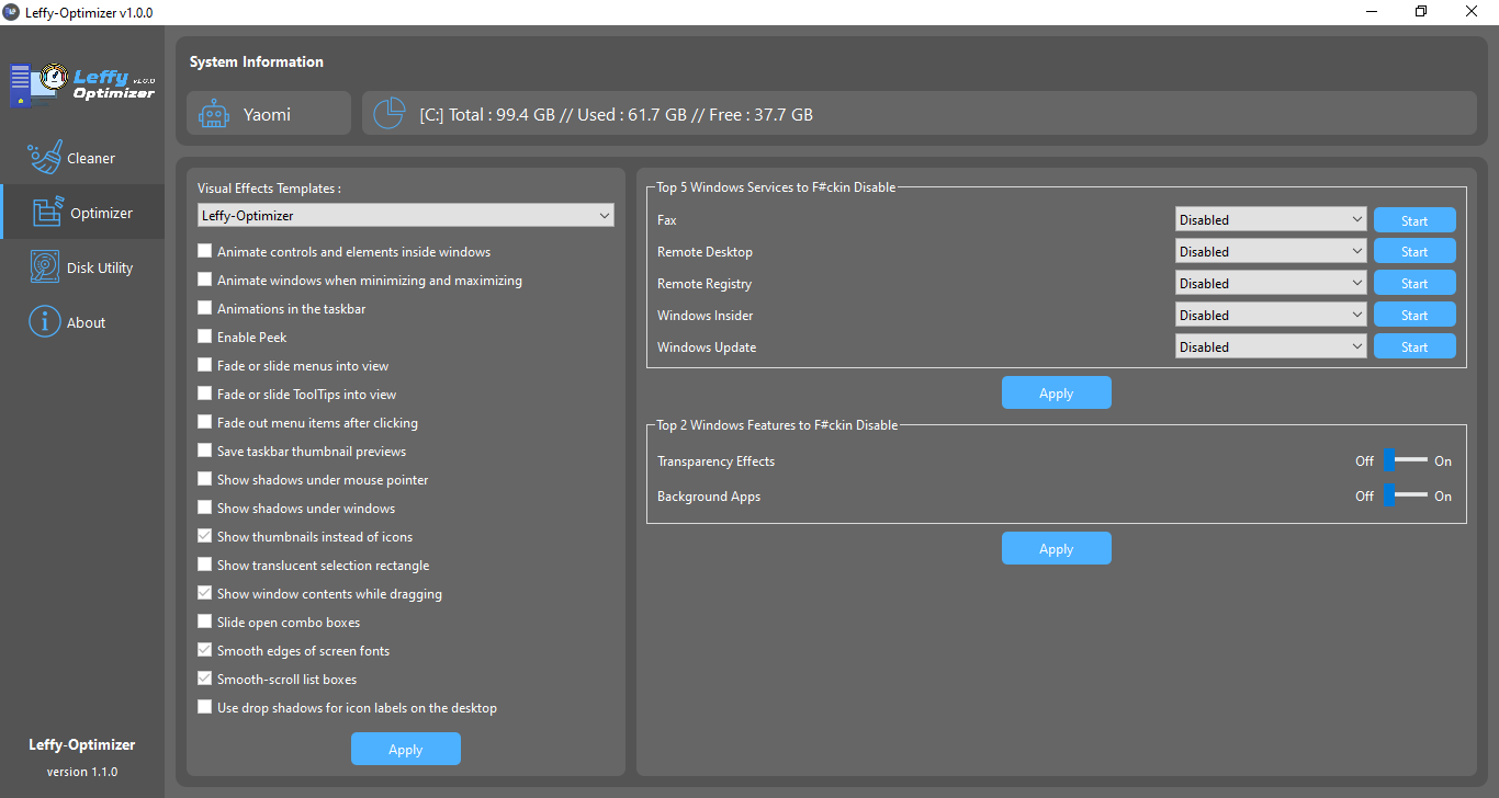 GitHub - xecte-7/Leffy-Optimizer: Free software for managing Windows ...