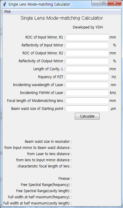 GitHub - ydh2500/Optics: Gaussian Beam Mode-matching calculator. It can ...